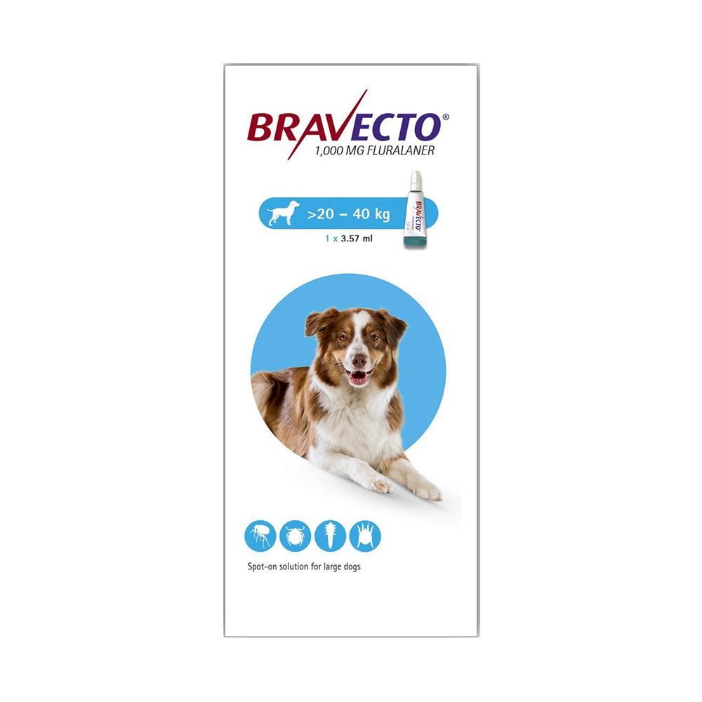 BRAVECTO SPOT ON DOG 1000 mg 20-40 kg - solutie spot-on pentru caini ...