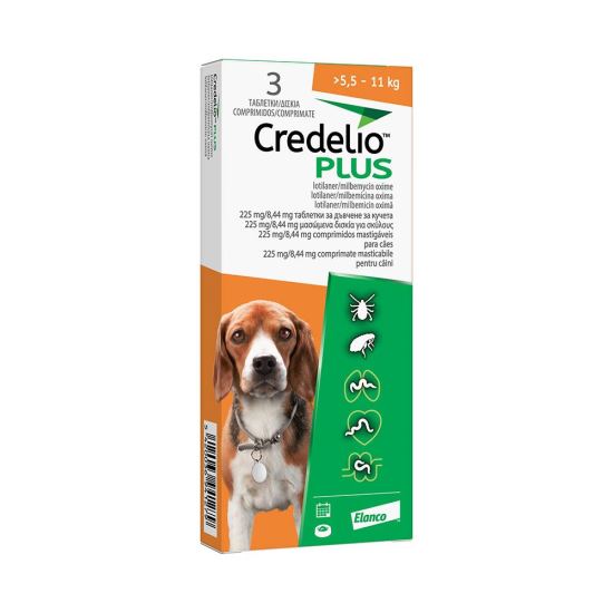 CREDELIO PLUS 225/8.44 mg 5.5-11 kg 3 tbl - tablete pentru tratamentul ...